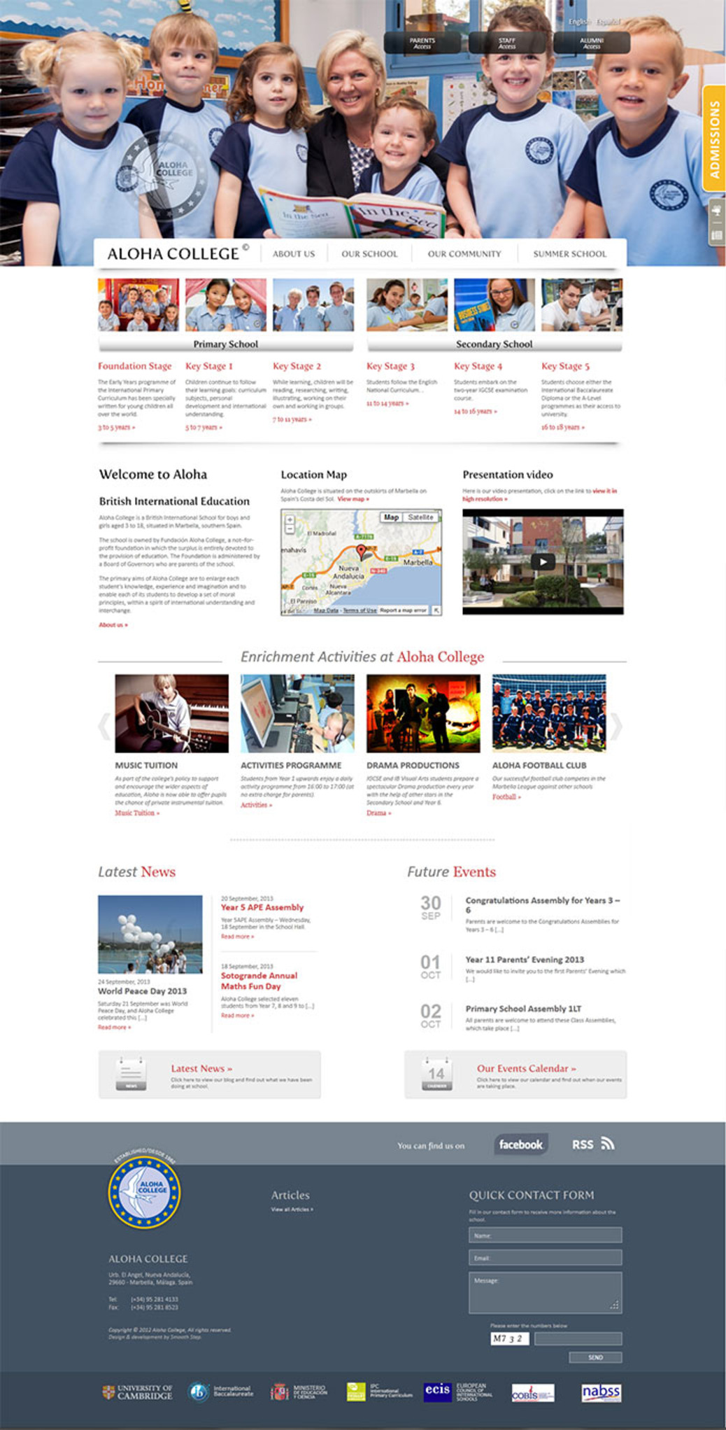 Diseño web de página educativa para un colegio internacional en Marbella