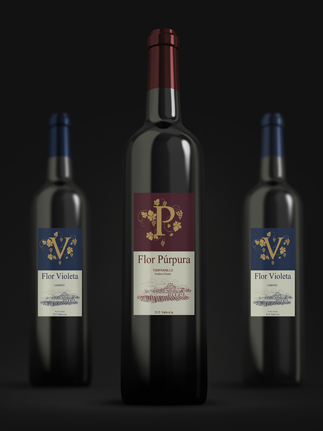 Spanish red wine label designed for a distributor in Málaga